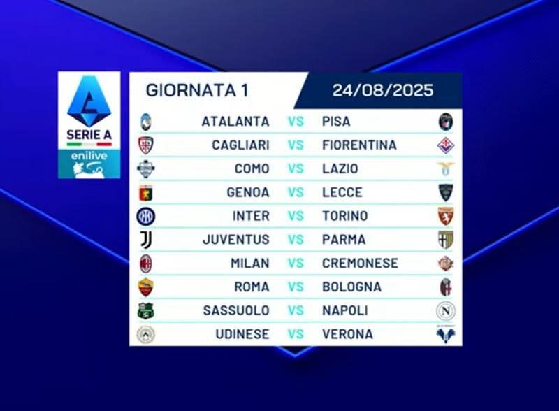 Serie A 2025-26, svelato il calendario. Juve-Inter subito alla 3° giornata. Il Napoli campione d ...